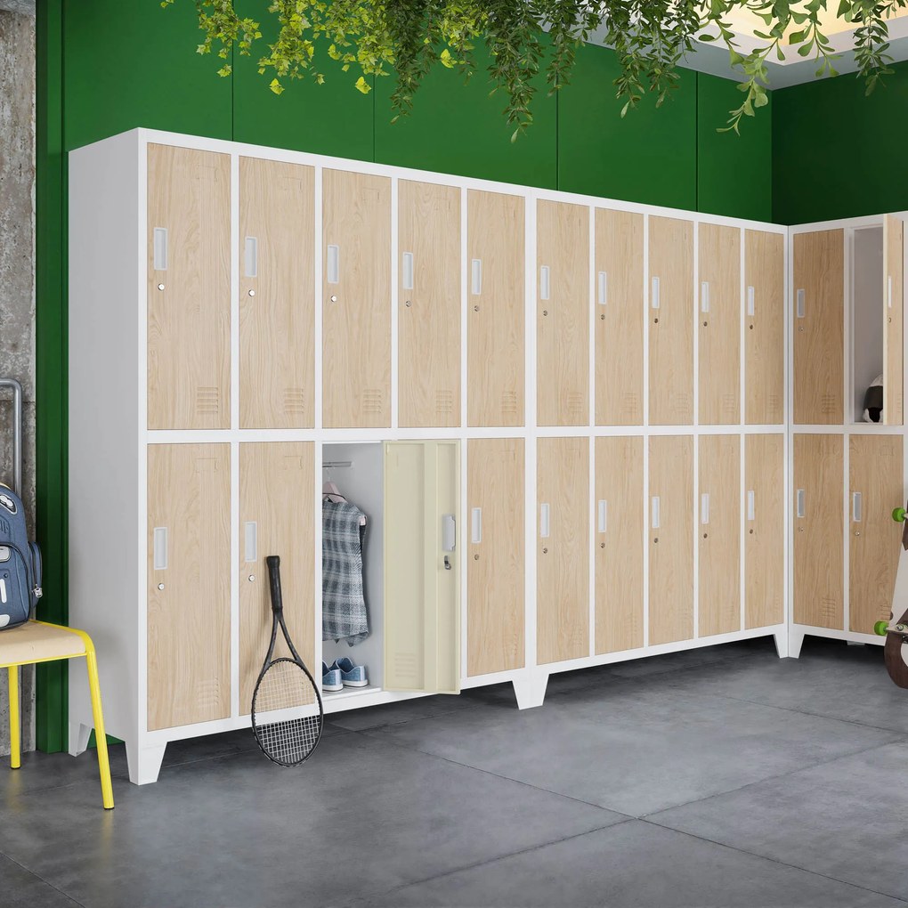 Šatní skříň 10-dveřová, bílá/dub sonoma, 1360x1720x450 mm: BARTEK Eco Design