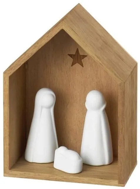 räder Dřevěný betlém mini Star, přírodní barva, dřevo, porcelán