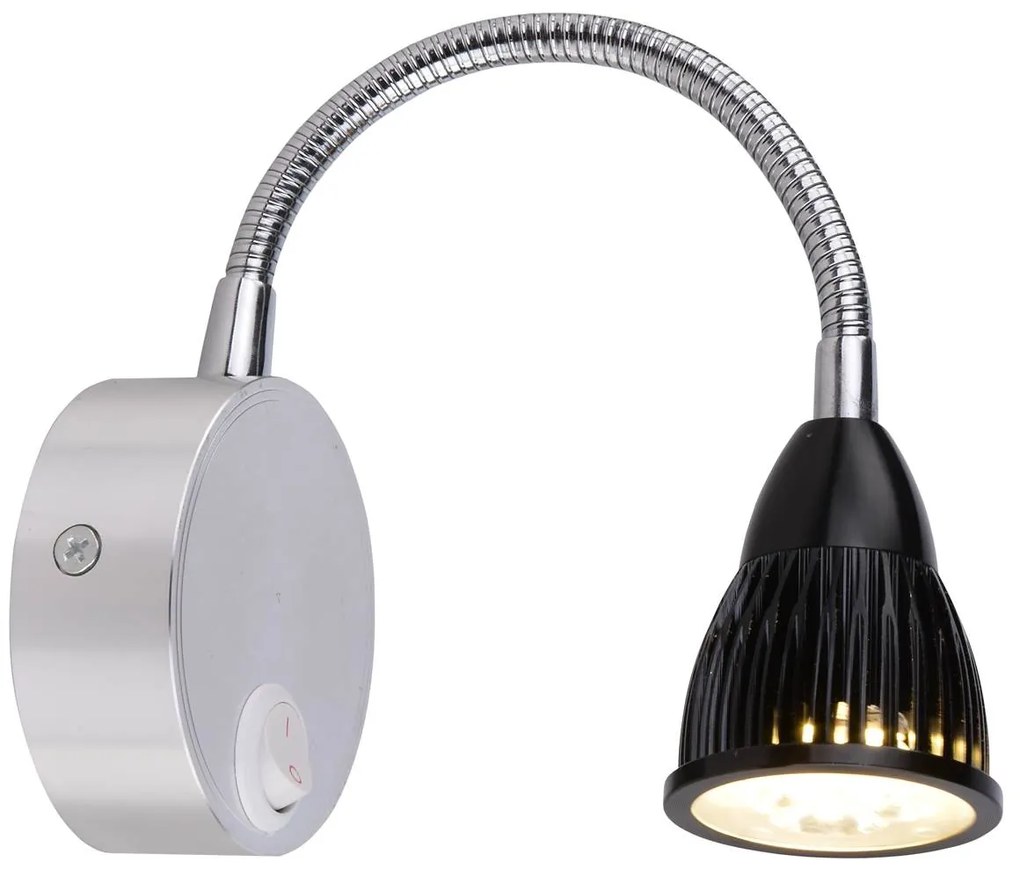 Nástěnná LED lampička k posteli ROMEO, 3W, teplá bílá, černá Clx