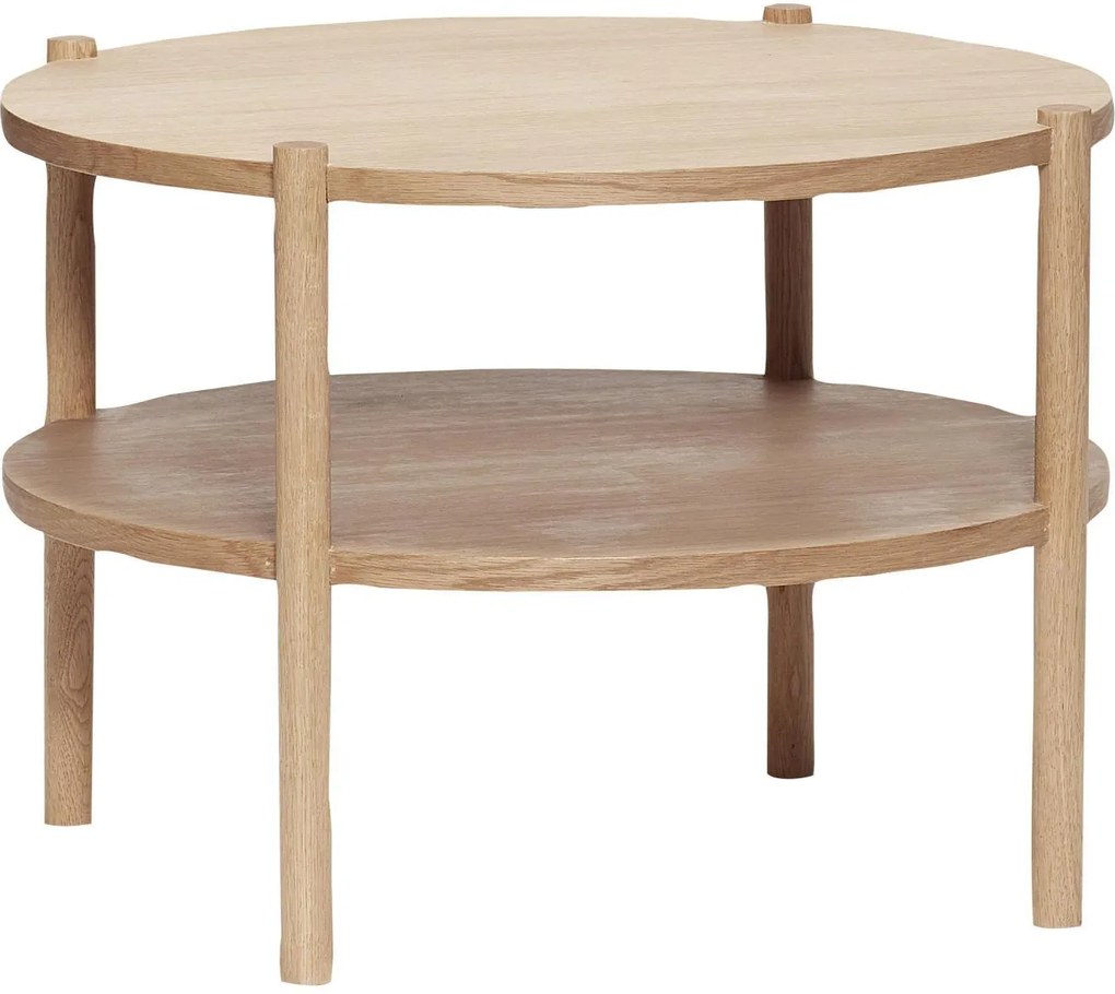 Hübsch Kulatý stolek Round Oak, hnědá barva, dřevo