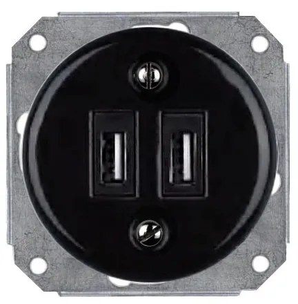 Elhard Kulatá keramická USB zásuvka, černá KV2032B