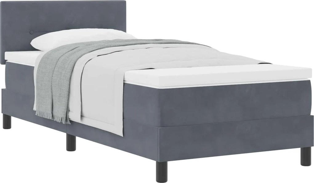 Postel s boxspringem s čelo Tmavě šedá 90 x 200 cm samet 3339147