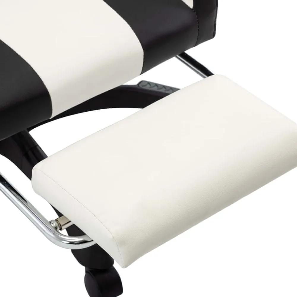 Petromila Herní židle s podnožkou černobílá umělá kůže