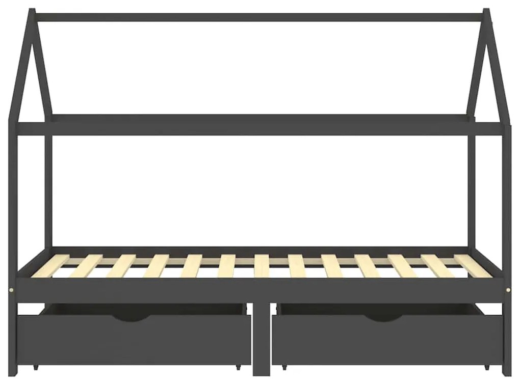 vidaXL Marketos Rám dětské postele se zásuvkami tmavě šedý borovice 90 x 200 cm