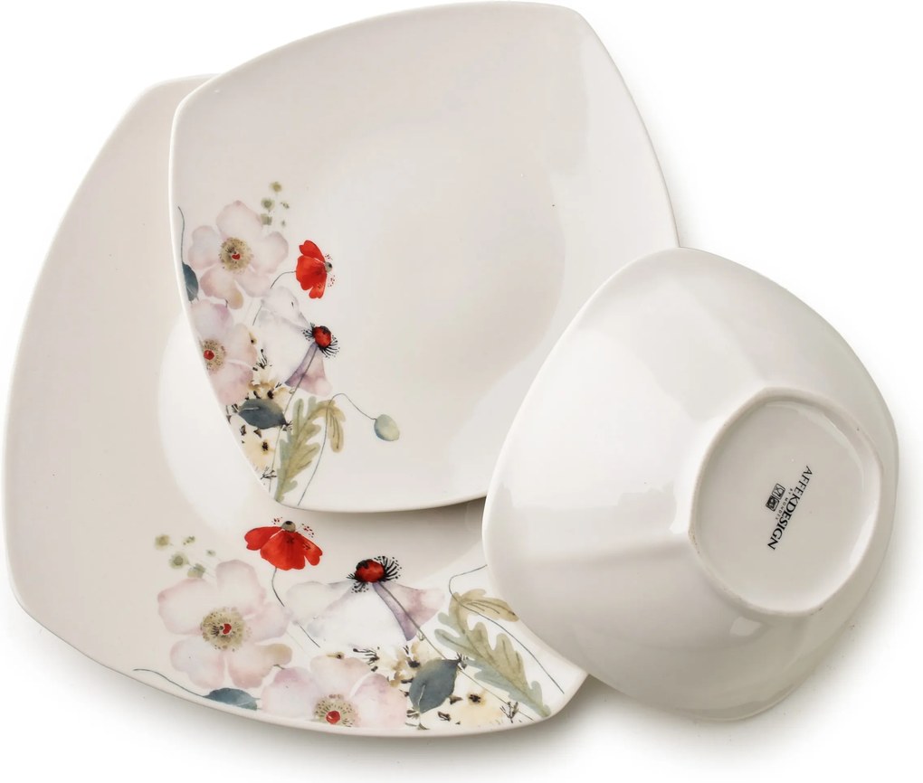 Porcelánová jídelní sada LEA Light 18 ks bílá/barevná