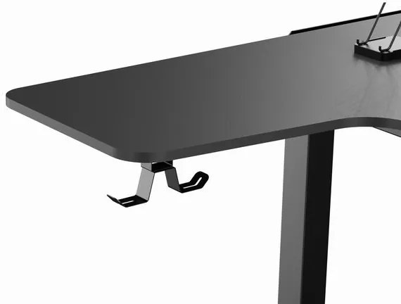 Lama Plus Herní stůl ULTRADESK WINGER – 111x155x60 cm, elektricky nastavitelná výška, RGB podsvícení, černá