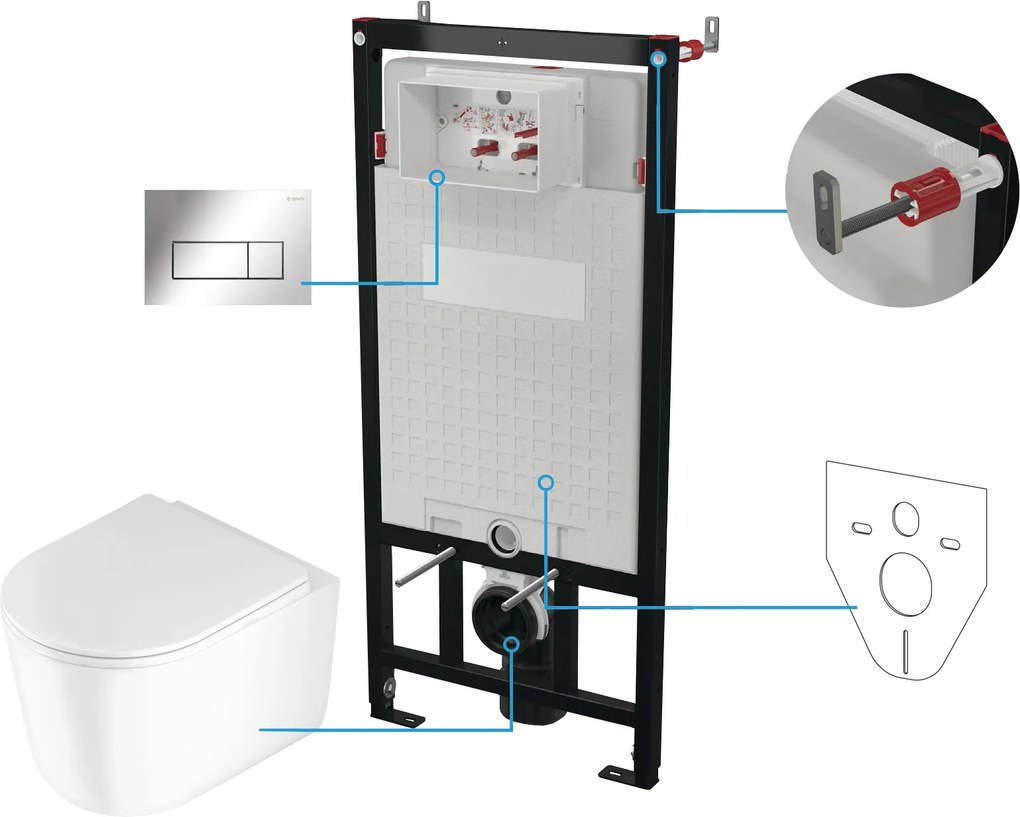 Deante WC set Jasmin 6v1, podomítkový systém + toaleta -
