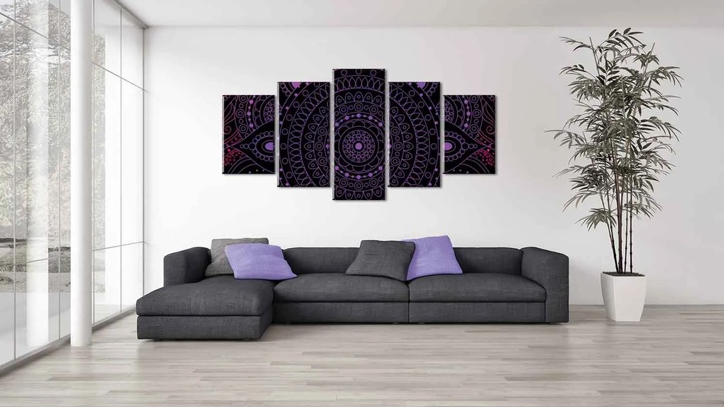 Obraz mandala Purple Velikost (šířka x výška): 100x50 cm