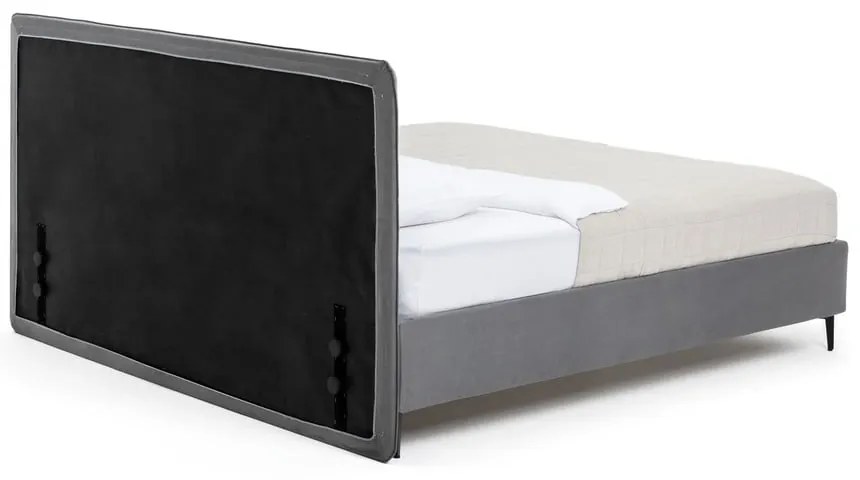 Šedá čalouněná dvoulůžková postel s matrací/s roštem 180x200 cm Noira Slim – Bonami Selection