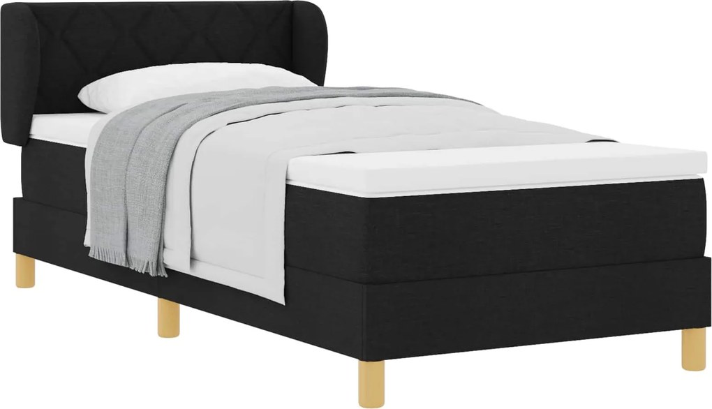 Postel s boxspringem s čelo Černá 90 x 200 cm textil 3340257