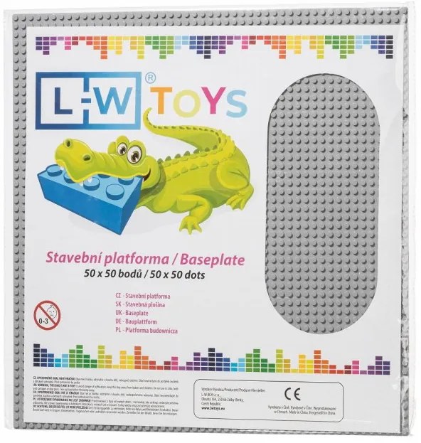 L-W Toys Velká podložka na stavění 50x50 bodů šedá