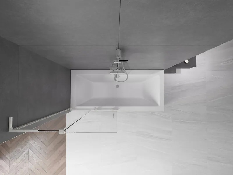 Mexen Velar L, 2-křídlová posuvná vanová zástěna 90 x 150 cm, 8mm čiré sklo, broušená ocel, 896-090-003-01-97