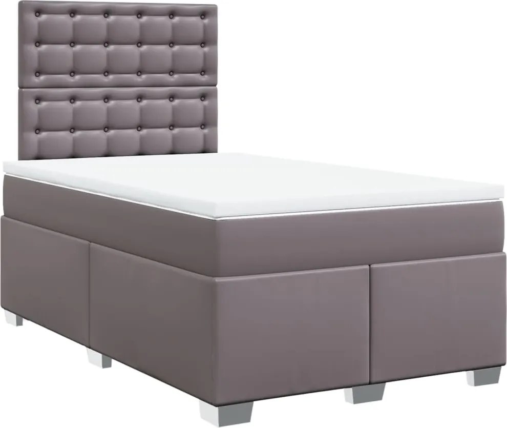 Box spring postel s matrací šedá 120x190 cm umělá kůže 3293014