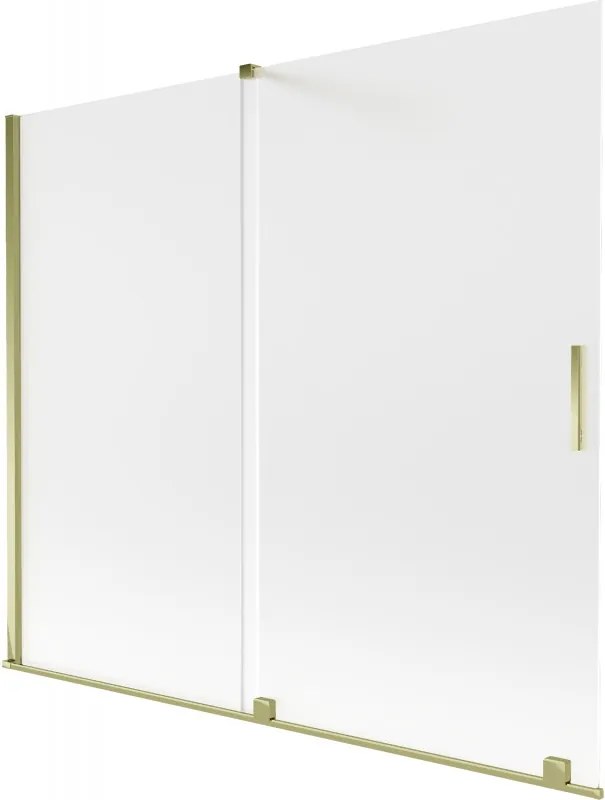 Mexen Velar, 2-křídlová posuvná vanová zástěna 180 x 150 cm, 8mm sklo námraza, zlatá lesklá, 896-180-000-31-50