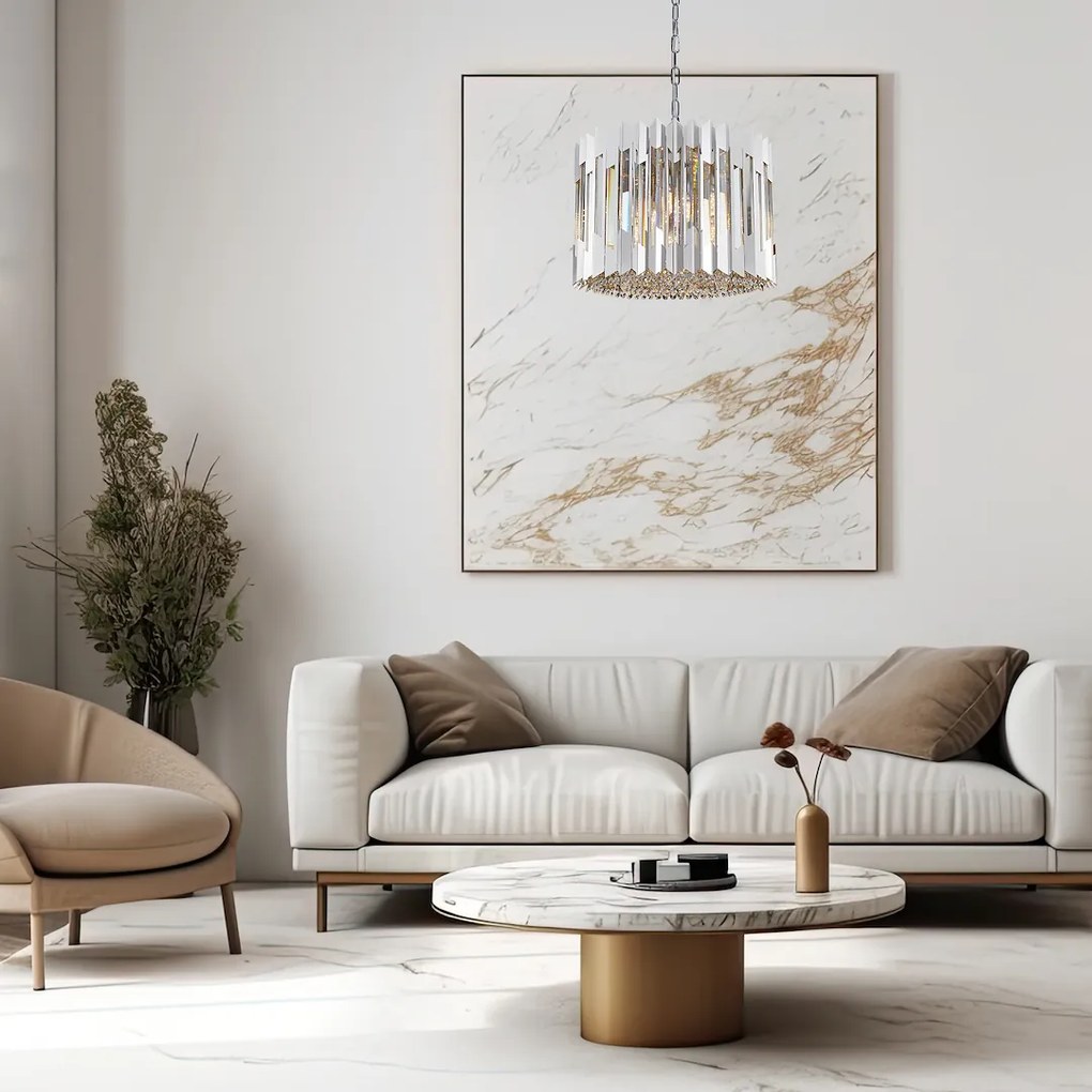 Lustr Ritz, 1x křišťálové/chromové kovové stínítko, (fi 42cm), ch