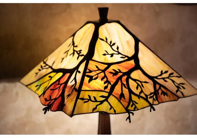 Hranatá stolní lampa Tiffany s větvemi stromu Tree – 36x57 cm