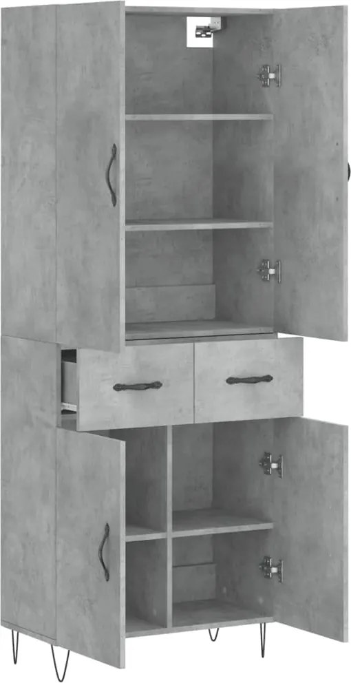 Skříň highboard betonově šedá 69,5x34x180 cm kompozitní dřevo 3198181