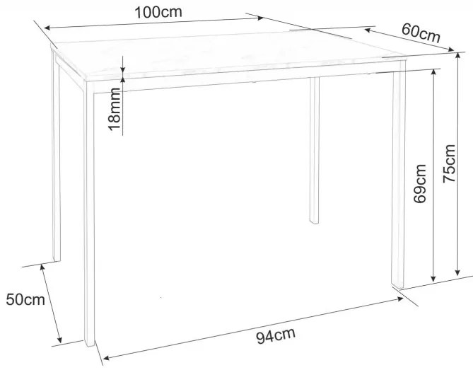 Jídelní set 1 + 4, stůl RAMOD 100x60 cm bílý/dekor dub + bílá židle KITO