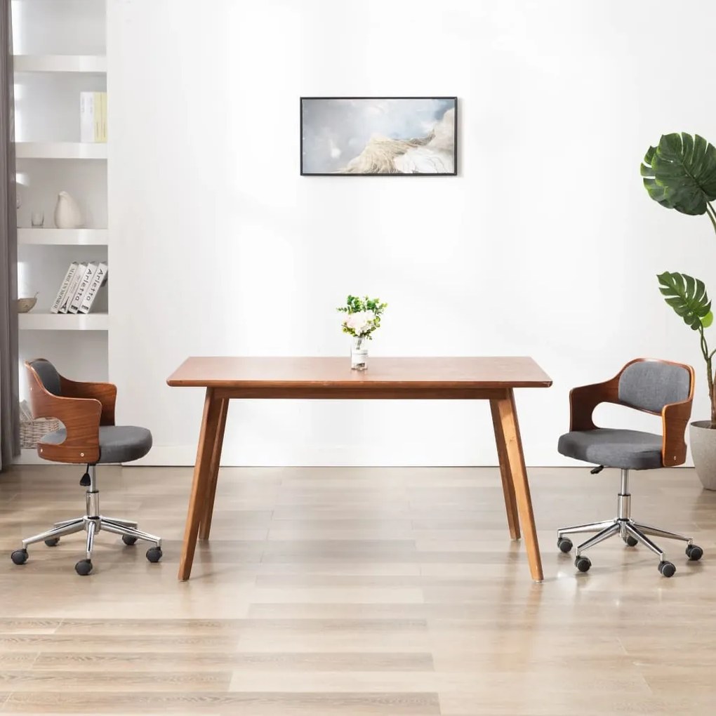 vidaXL Otočná jídelní židle ohýbané dřevo a textil [287429] Barva: Bílá