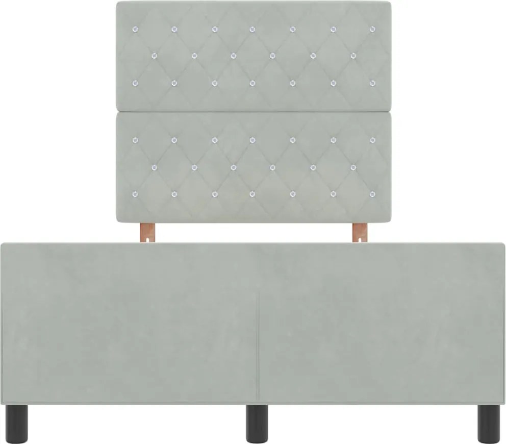 Postel s boxspringem s čelo Světle šedá 120 x 200 cm samet 3344861