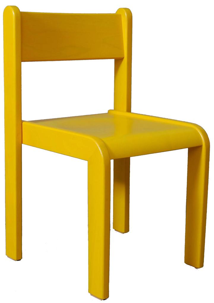 Dětská židlička bez područky 30 cm DE mořená - žlutá