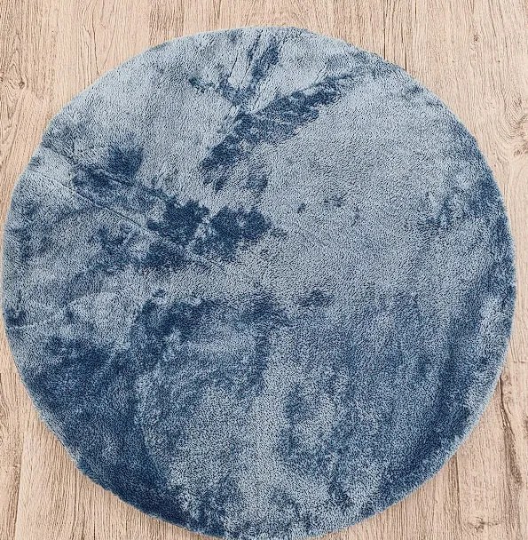 HU Kruhový modrý koberec Plush Deluxe Modry-kruh Rozměr: 120x120 cm