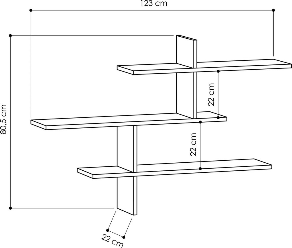 Nástěnná police LEO antracitová