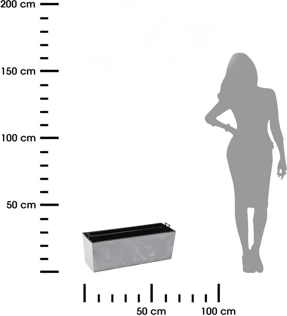 PLASTOVÝ KVĚTINÁČ BOUQUET 19X56 CM IMITACE BETONU ŠEDÁ