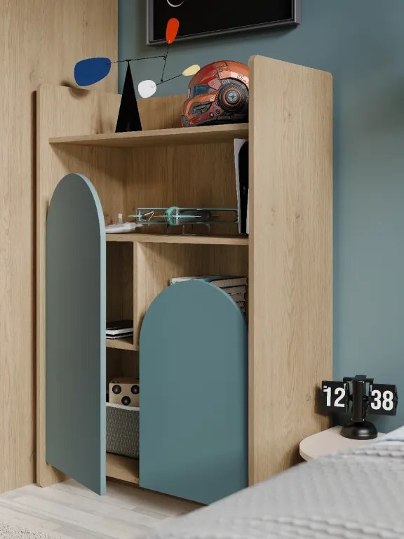 Jurek Regál/knihovna LEXI 6 2D2S Barva: mořská modrá