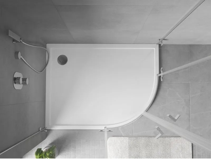 Mexen Flow čtvrtkruhový asymetrický slim levý 90 x 80 cm, bílý lesk - 46Q108090L
