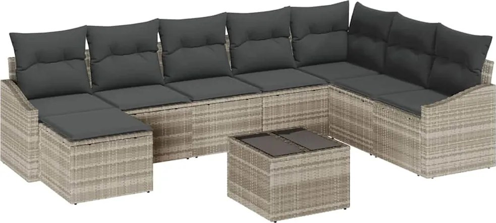 Set pohovek 9 ks Světle šedá polyratan 3346852