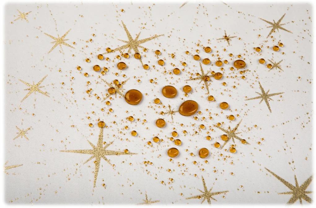 Voděodolný, oboustranný Vánoční ubrus, více rozměrů, hvězdy, bílá-zlatá Barva: Bílá/zlatá, Rozměr: 100x130cm