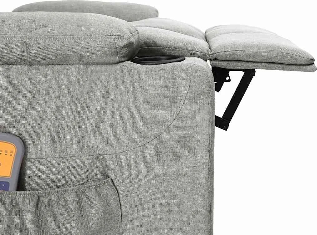Elektrické masážní křeslo světle šedé textil 3098827