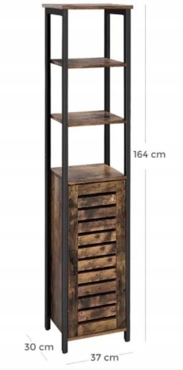Vasagle Vysoká skříňka s policí 37x30x167cm, hnědá,dřevěná
