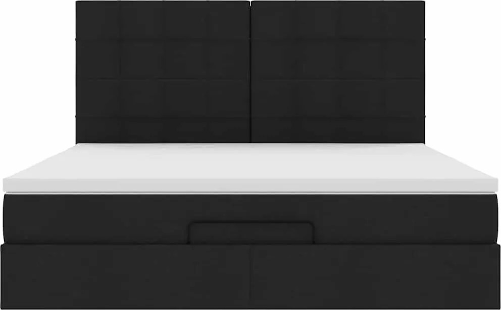 Osmanský rám postele s matrací černý 200x200cm textil 3313184