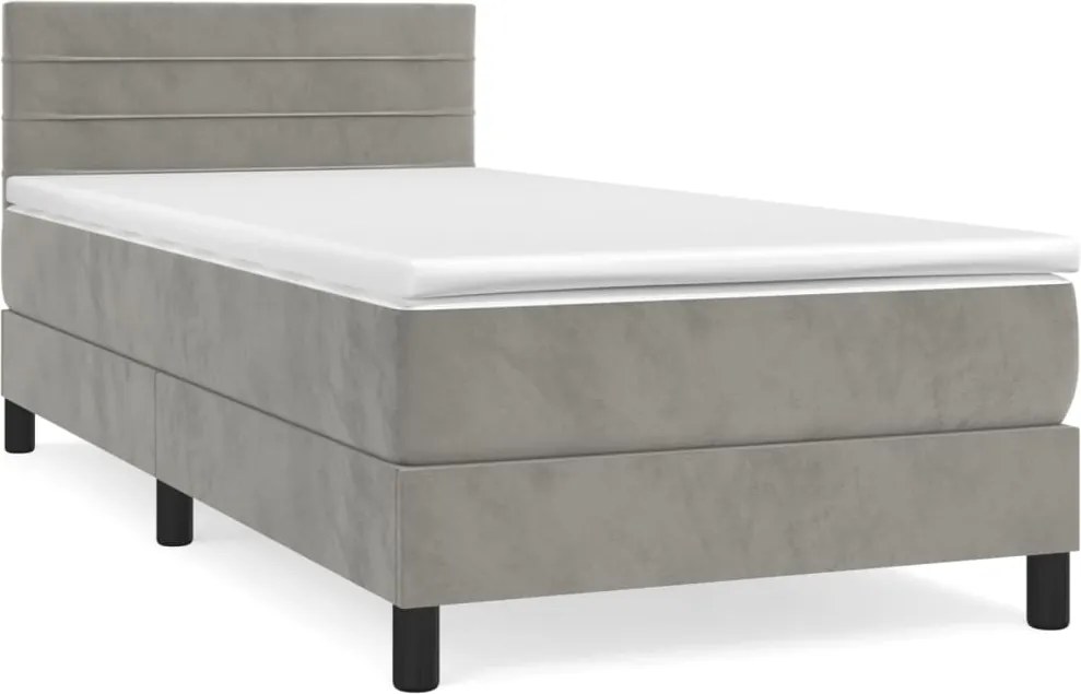Box spring postel s matrací světle šedá 80 x 200 cm samet 3141329