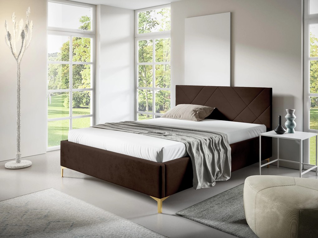Eka Čalouněná postel SARAH+ 120x200 cm Barva látky Trinity: Okrová (Trinity 2325), Úložný prostor: Bez úložného prostoru