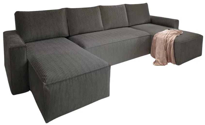 Tmavě šedá sedací souprava do U SMART COSARO 295x140 cm