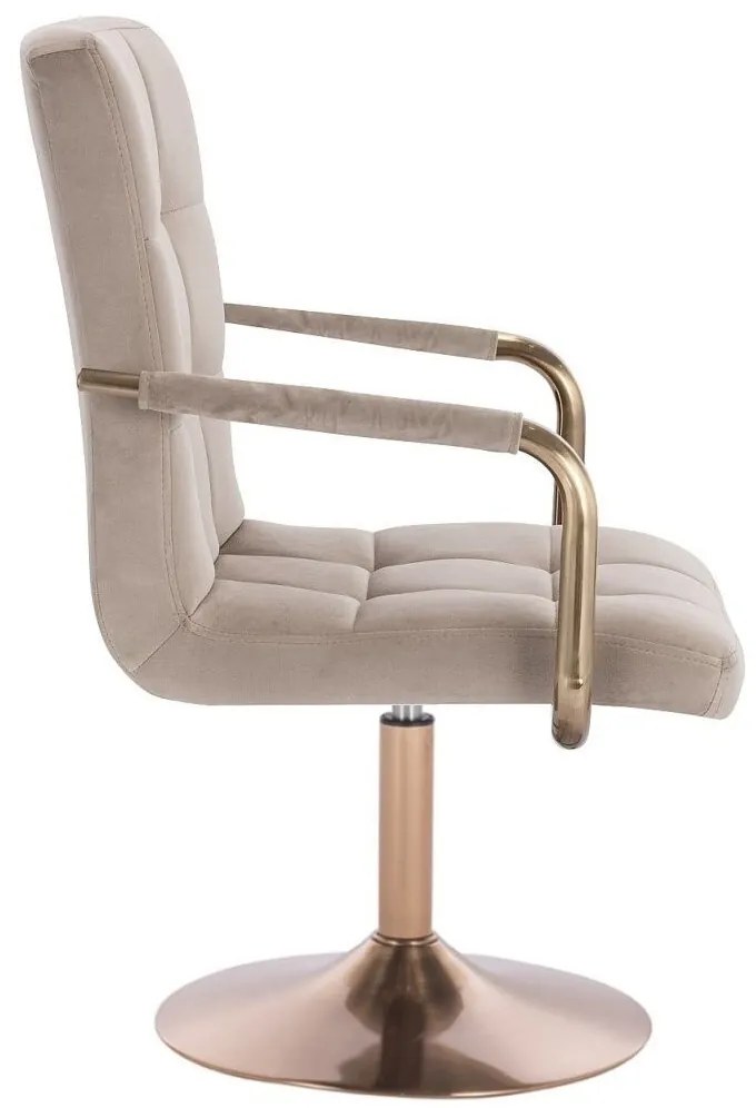 LuxuryForm DESIGN Otočná židle VERONA GOLD VELUR na zlatém talíři - latte