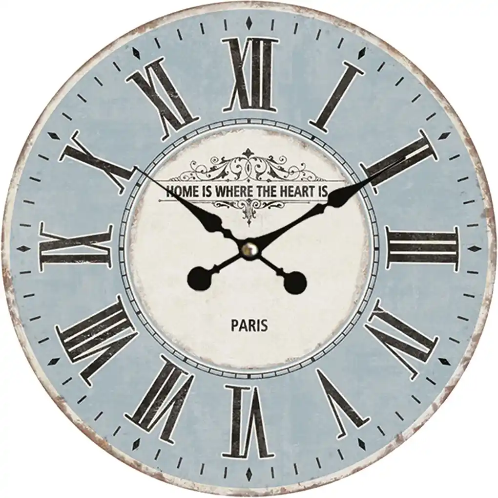 Modré nástěnné hodiny s římskými číslicemi Paris – Ø 34*4 cm / 1*AA | BIANO