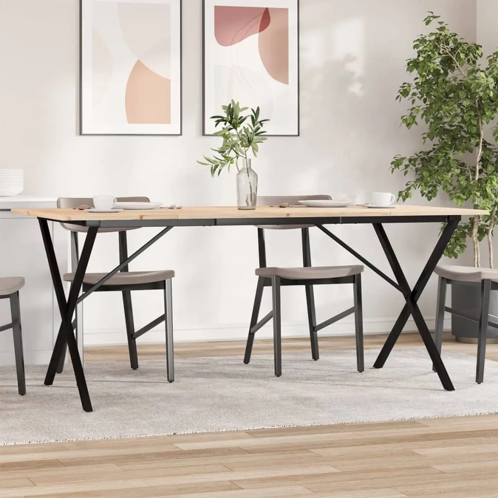 Jídelní stůl s X rámem 180 x 90 x 75 cm borové dřevo a ocel 3282700