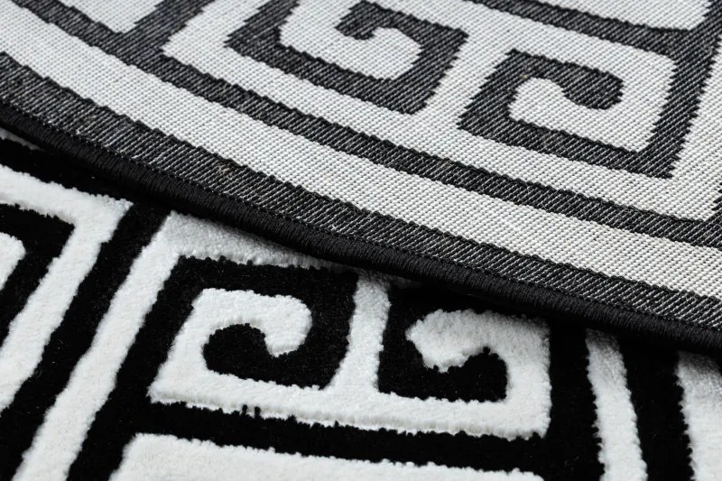 Dywany Łuszczów, Kusový koberec Gloss 6776 85 greek black/ivory kruh, 200x200 (průměr) kruh, černobílá, chodba / předsíň