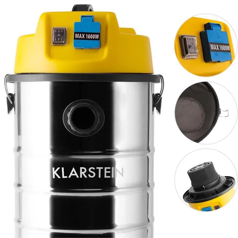 Klarstein Čistá místnost mokro-suchý vysavač průmyslový 1400W 30l zásuvka