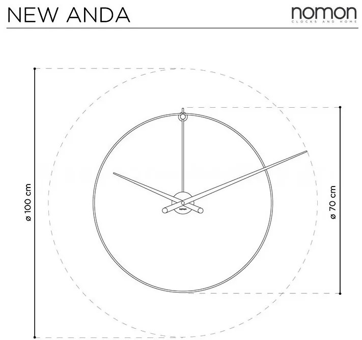 Designové nástěnné hodiny Nomon New Anda L red 100cm