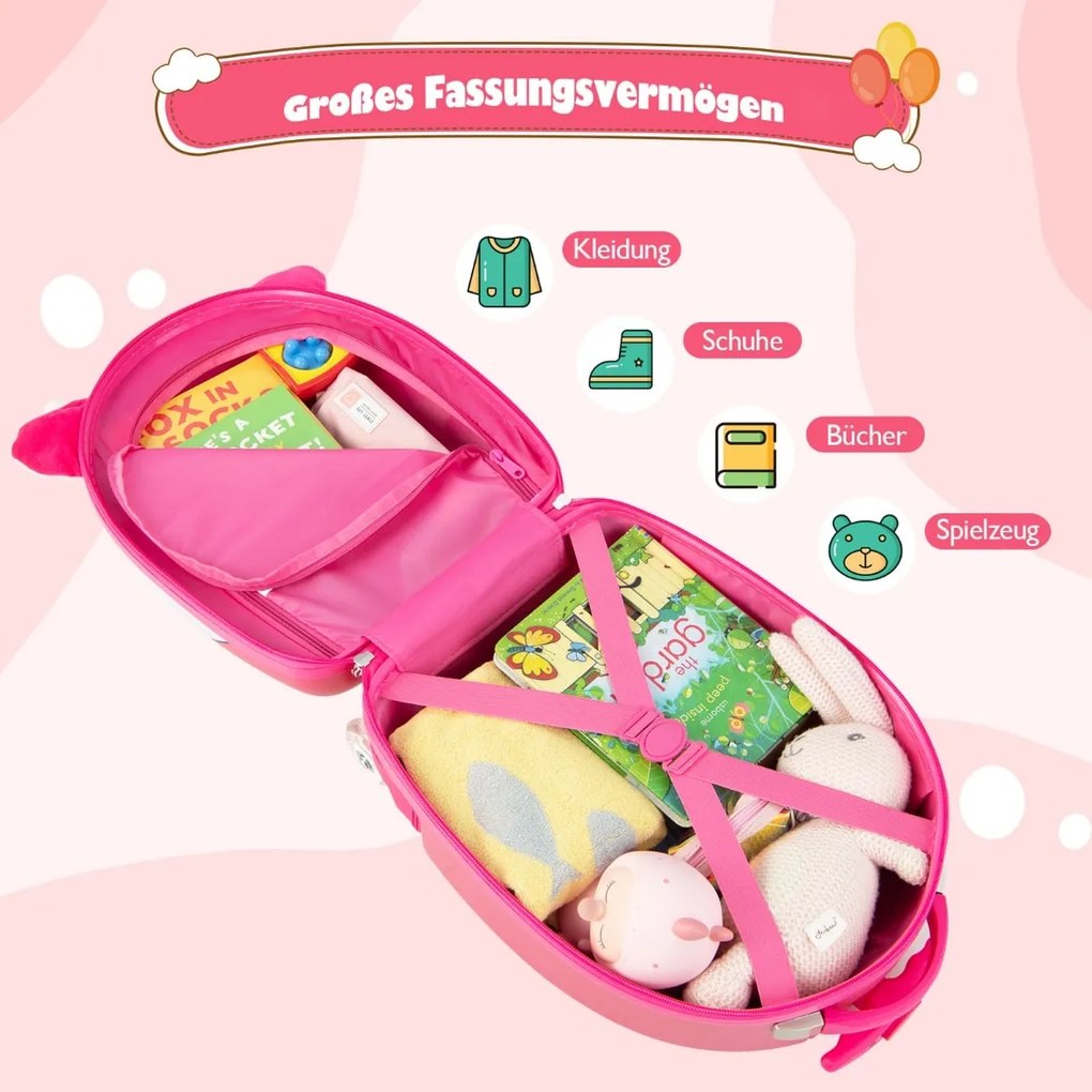 Costway Rolling Suitcase Hard Shell Příruční zavazadlo pro děti, růžový