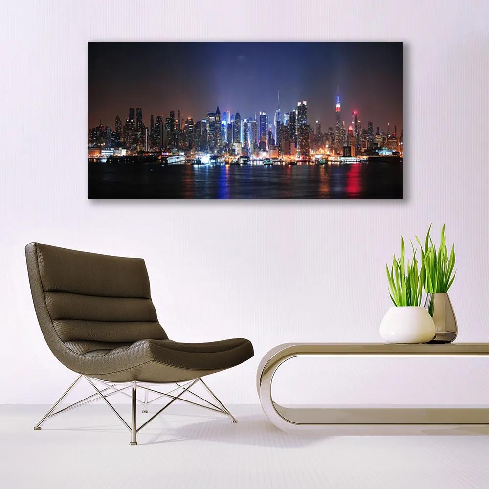 akrylový obraz Město Voda Domy 120x60 cm