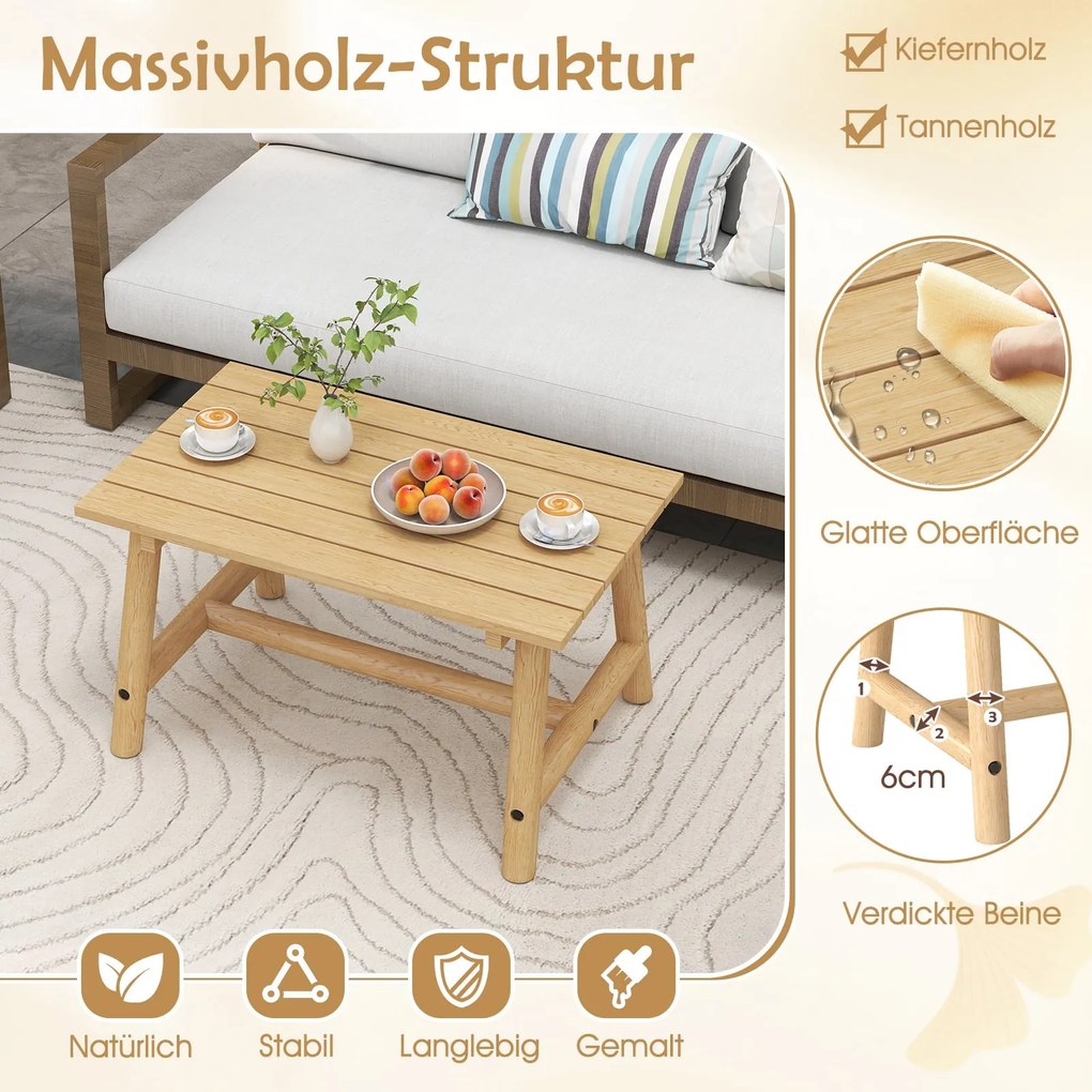 Costway Zahradní stůl z masivu, obdélníkový s lamelovým roštem, na terasu