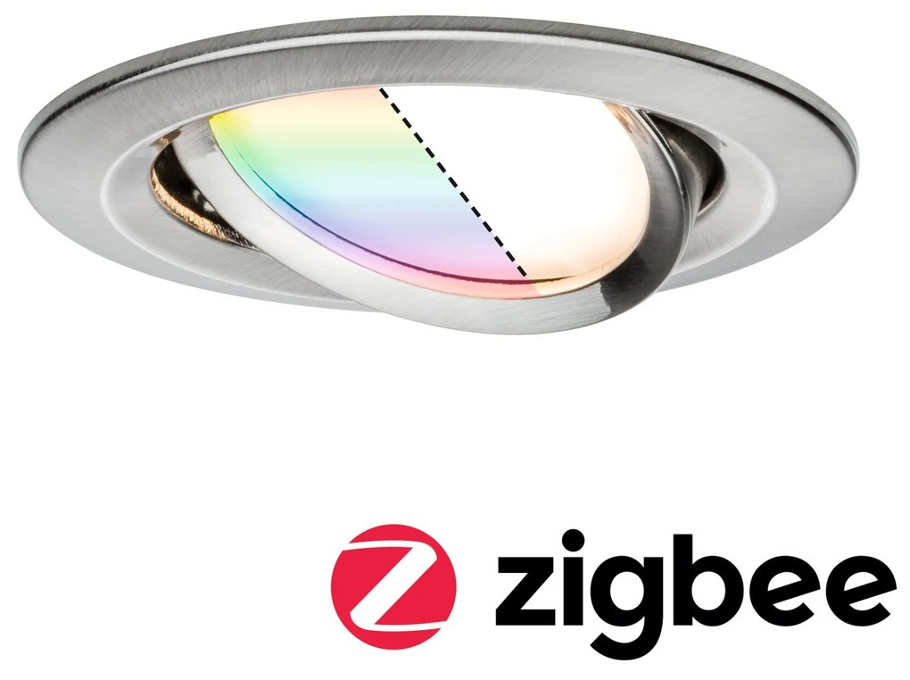 Paulmann 92964 ZigBee LED Nova Plus Coin, zapuštěná bodovka 1x3.5W RGBW kartáčovaný hliník