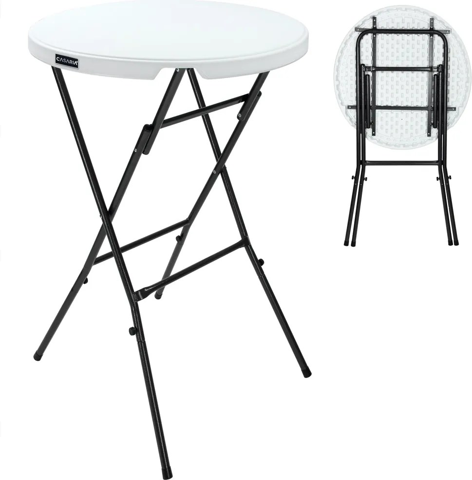 Barový stolek skládací plast Ø72cm bílá