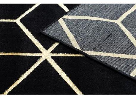 Dywany Luszczow Kusový koberec 3D GLOSS 409C 86 Krychle černý / zlato Rozměr koberce: 200 x 290 cm